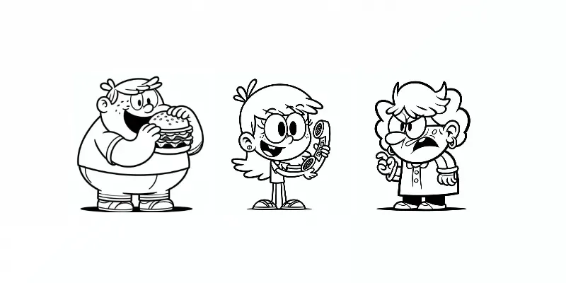 Retro Cartoon Characters Coloring Pages DALL·E Prompt | PromptBase