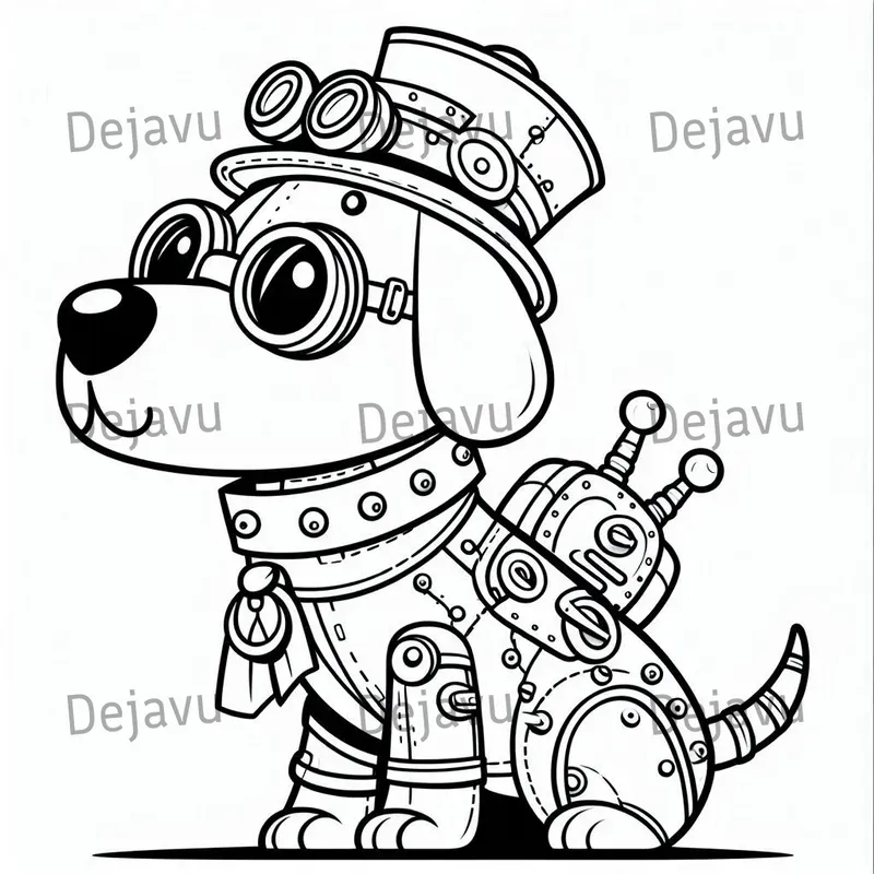 Cute Steampunk Animals Coloring Pages DALL·E Prompt | PromptBase