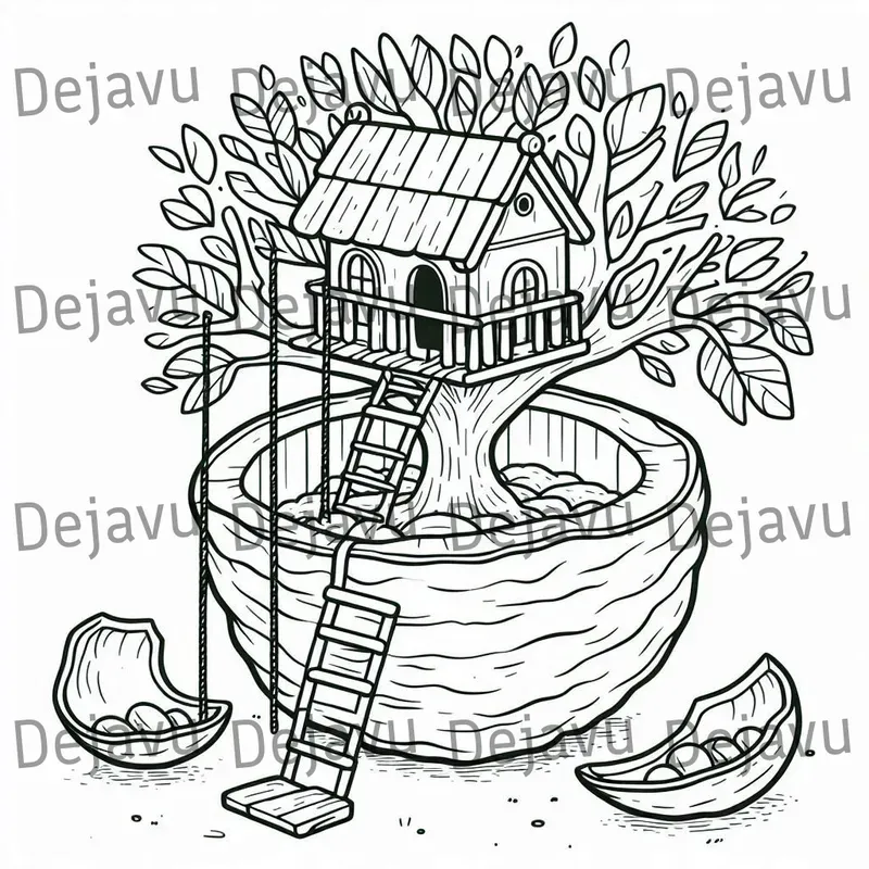Cute Tiny Worlds Coloring Book Pages DALL·E Prompt | PromptBase