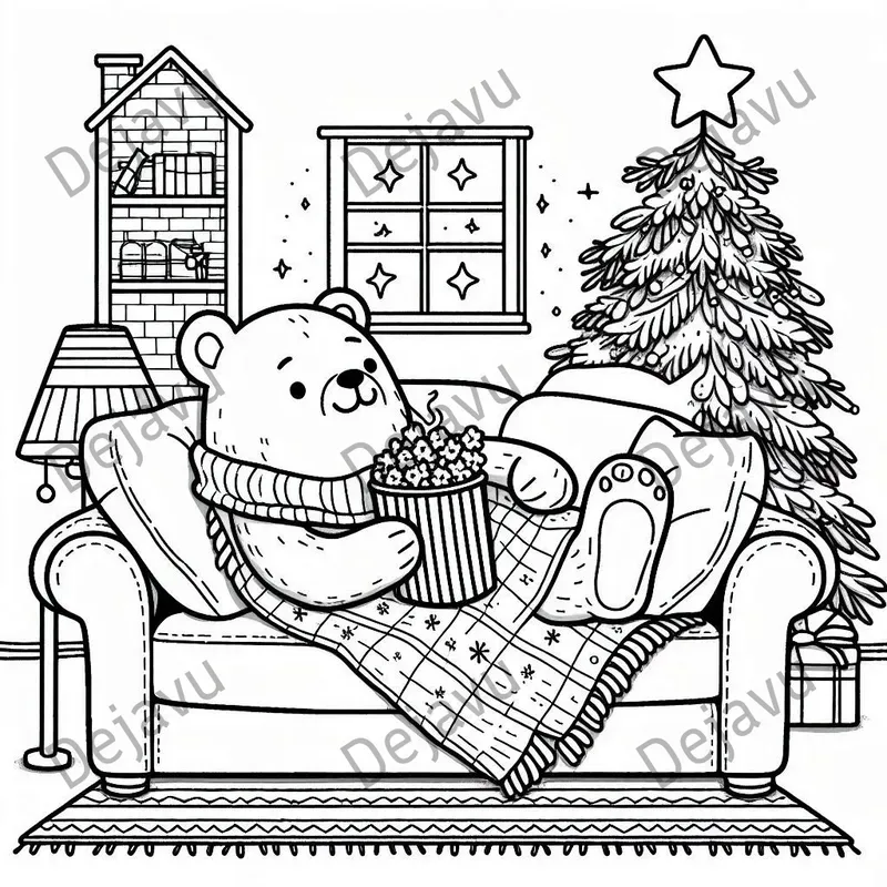 Cozy Holidays Coloring Book Pages DALL·E Prompt | PromptBase