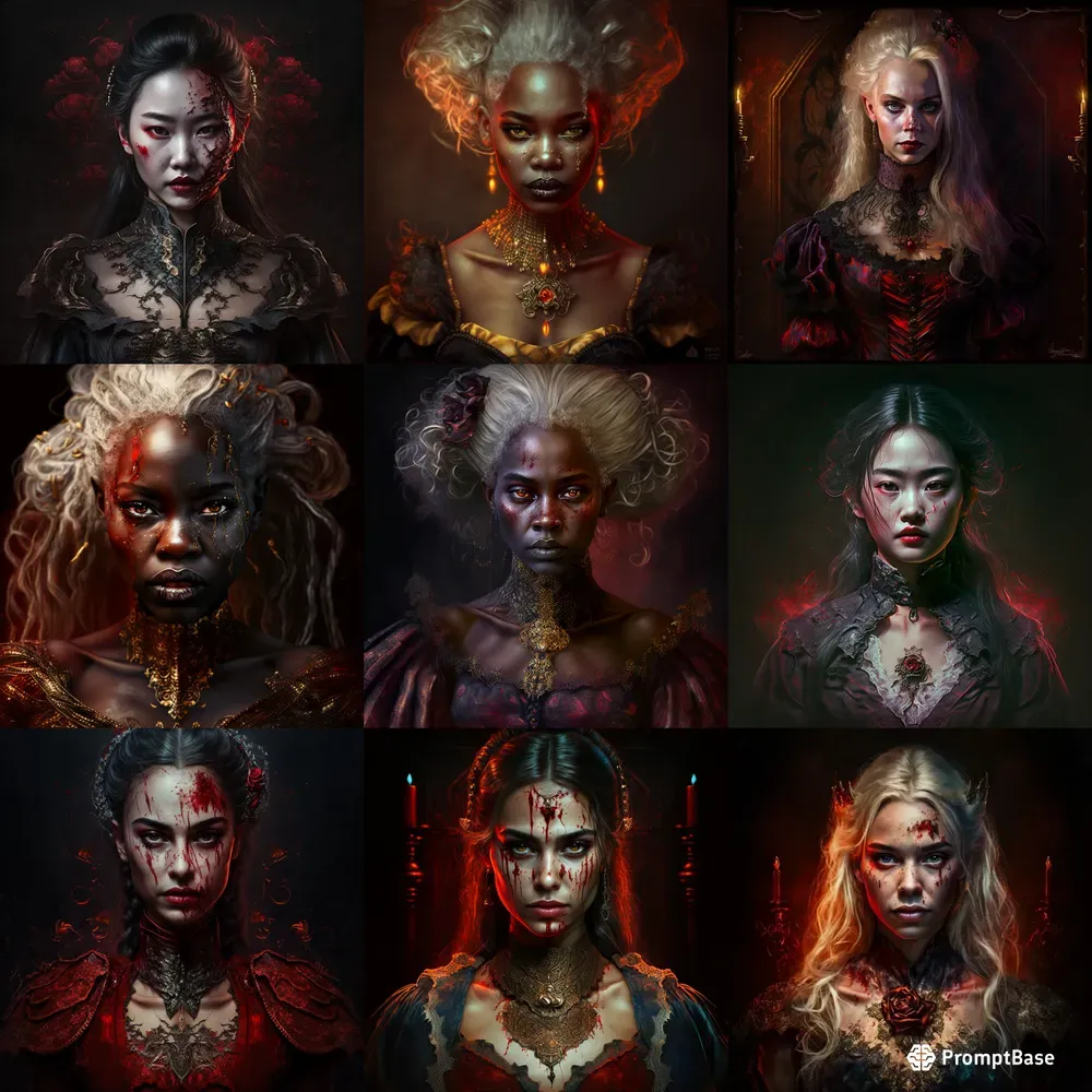Dark Vampire Princess Portraits Midjourney Prompt | PromptBase