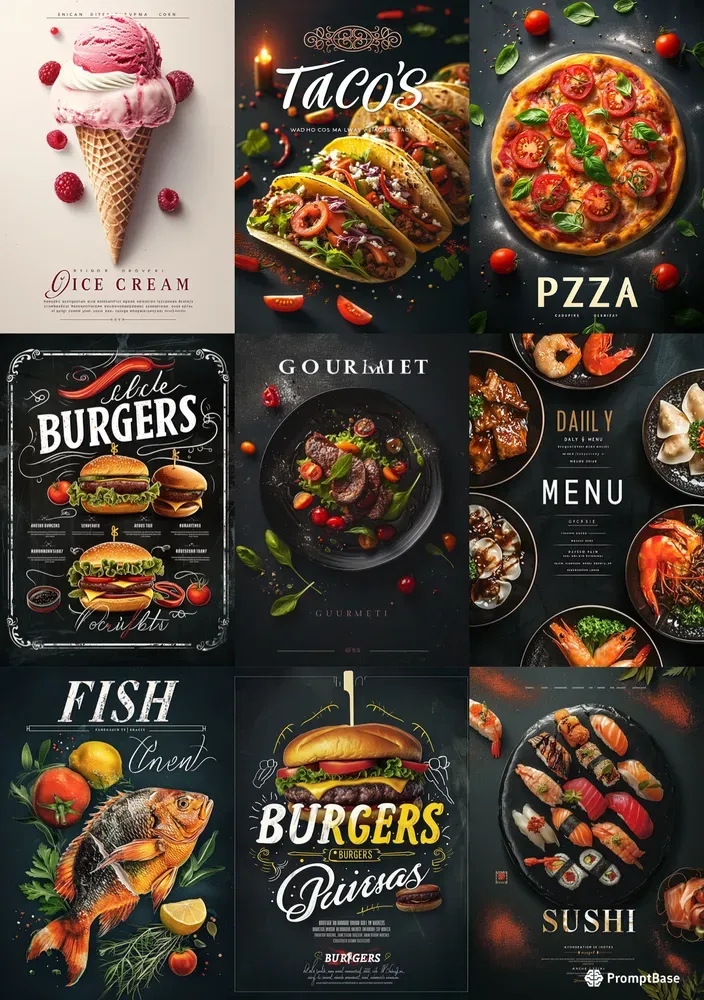 Restaurant Menu Templates With Titles Midjourney Prompt | PromptBase