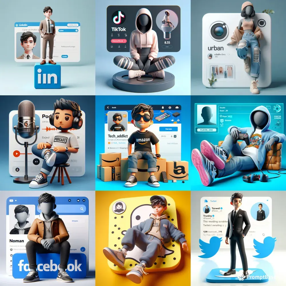 Social Style 3D Illustrations DALL·E Prompt | PromptBase
