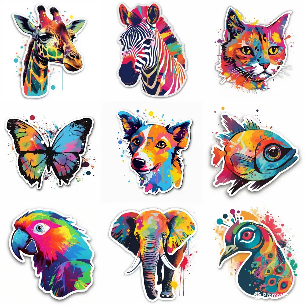 Playful Paint Splatter Sticker Colors Midjourney Prompt | PromptBase