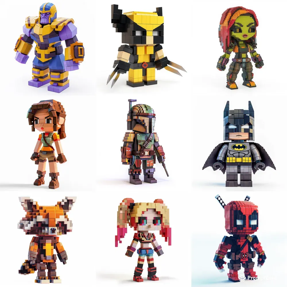 Voxel Style Character Templates Midjourney Prompt | PromptBase