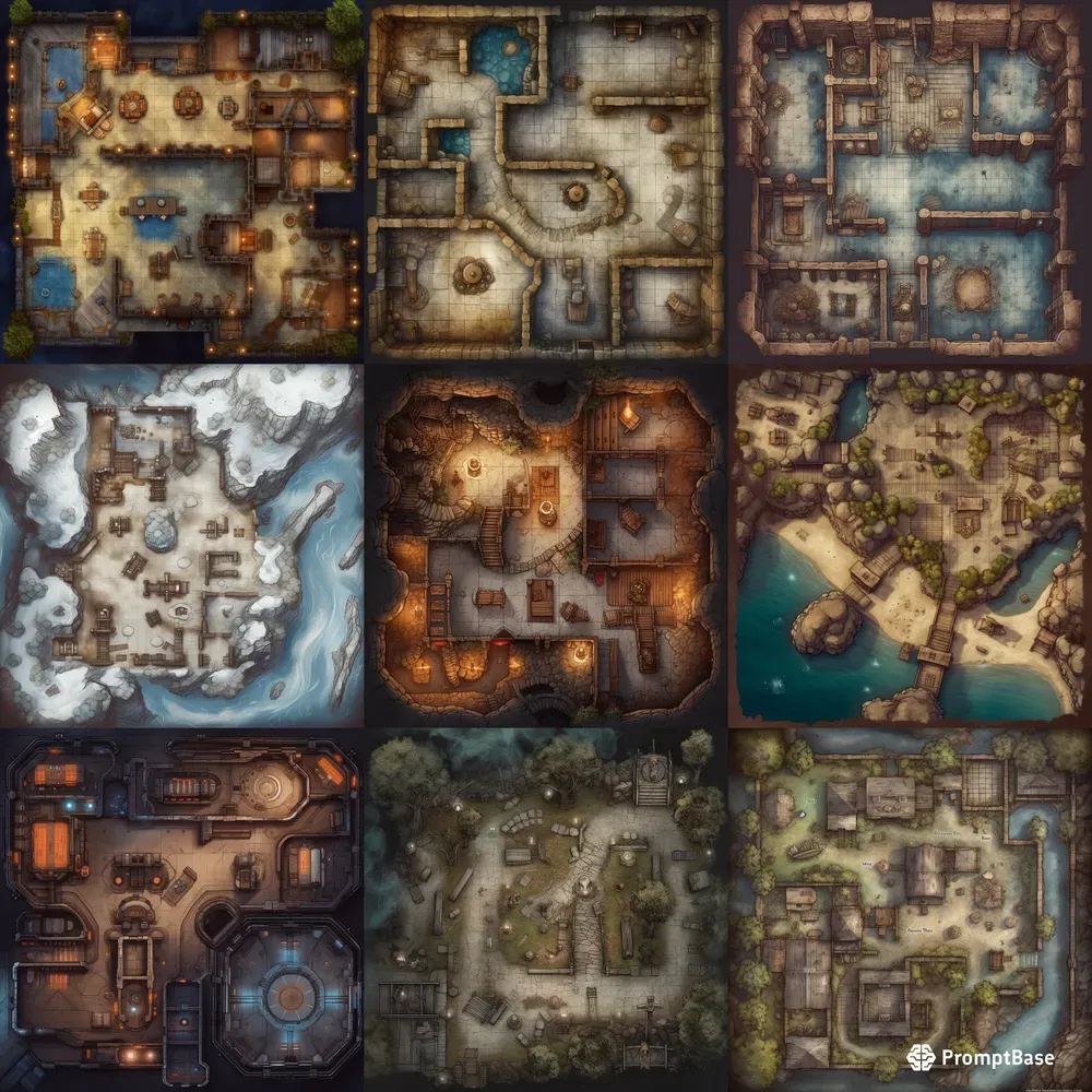 Tabletop RPG Maps Midjourney Prompt | PromptBase