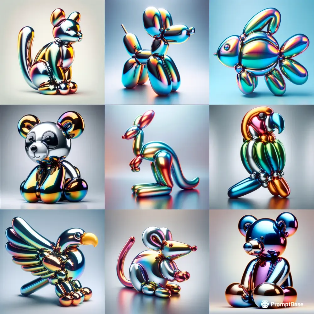 Animals In The Style Of Jeff Koons Fa DALL·E Prompt | PromptBase