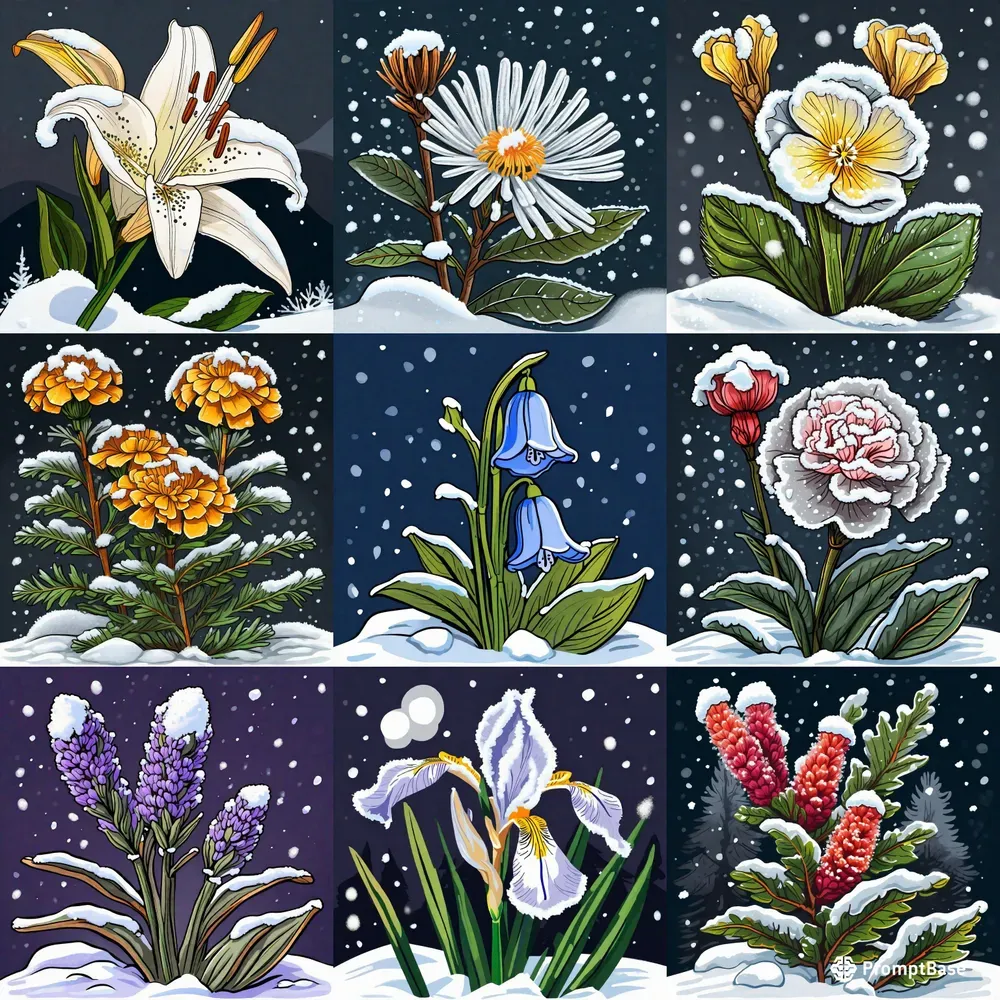 Flowers In Winter Drawings Stable Diffusion Prompt | PromptBase