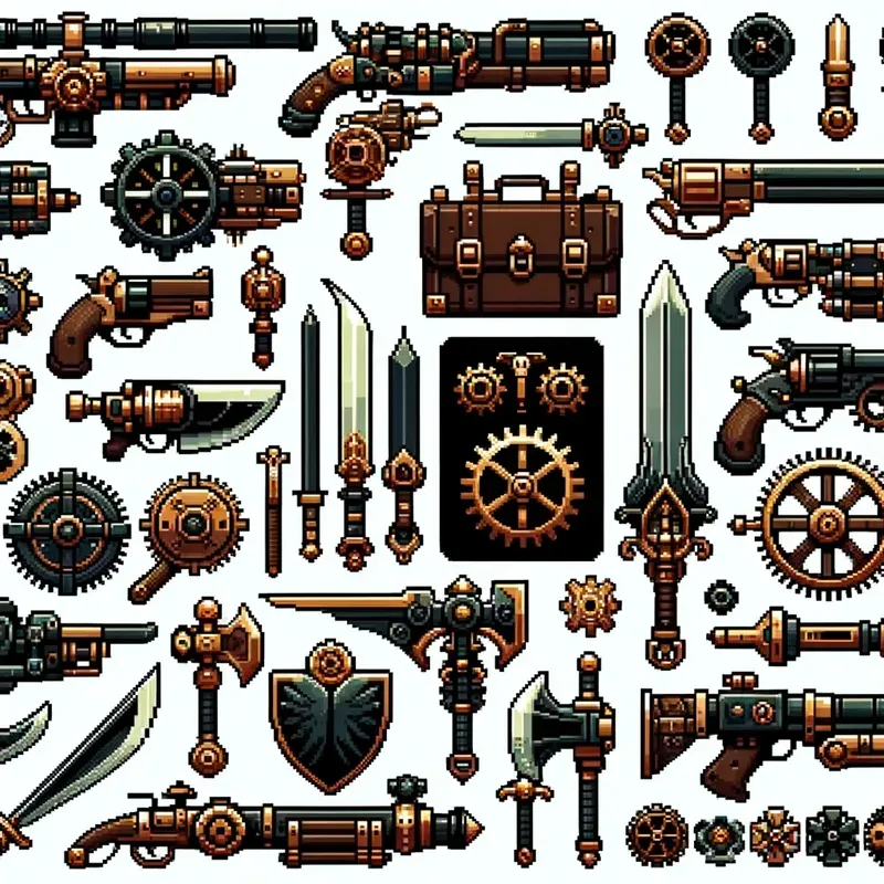 Pixel Art Weapons Sprite Sheets DALL·E Prompt | PromptBase