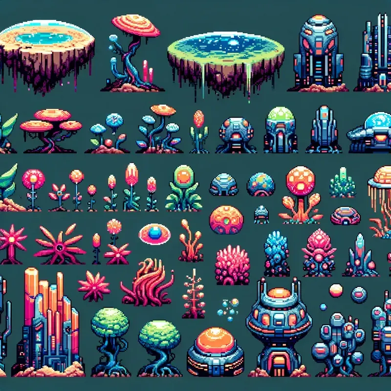 Pixel Art Game Environment Sprites DALL·E Prompt | PromptBase