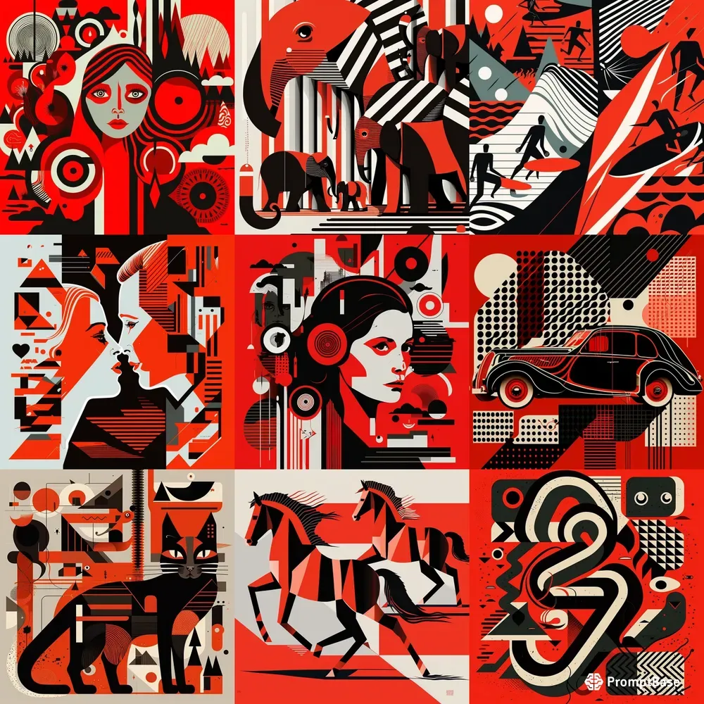 Red Tone Abstract Art Posters And Covers Midjourney Prompt | PromptBase