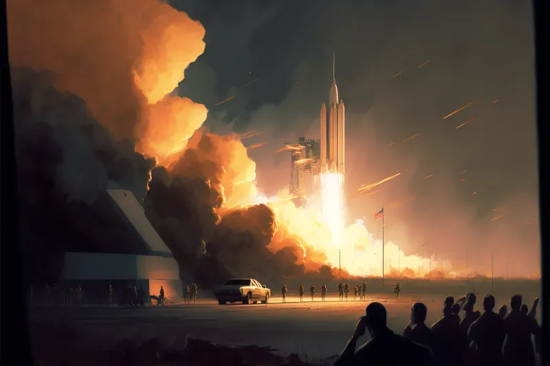 Artistic Rocket Launch Photography Midjourney Prompt | PromptBase