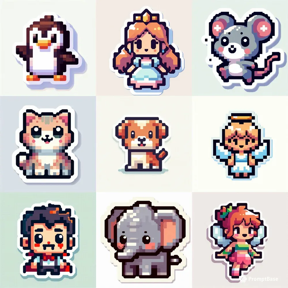 Pixel Fun Stickers DALL·E Prompt | PromptBase