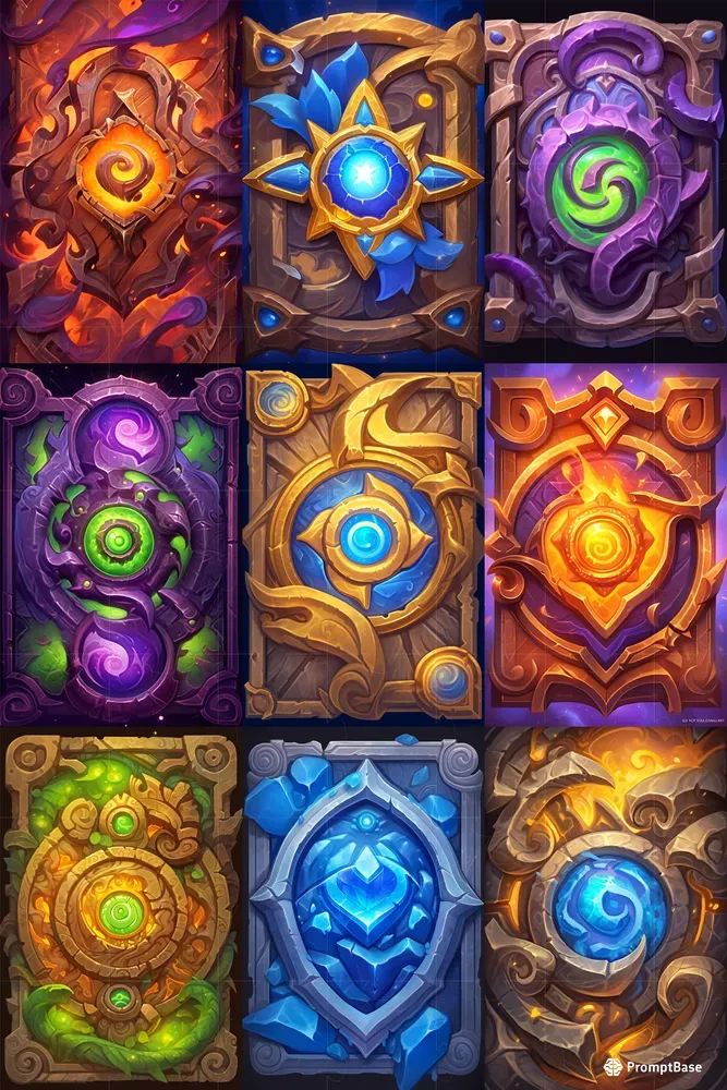 Hearthstone Treasure Card Back Designs Midjourney Prompt | PromptBase