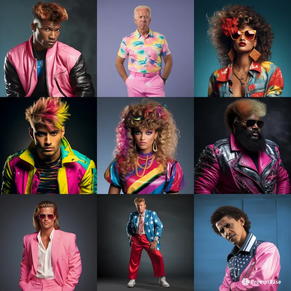 Celebrity 80s Style Portraits Midjourney Prompt | PromptBase