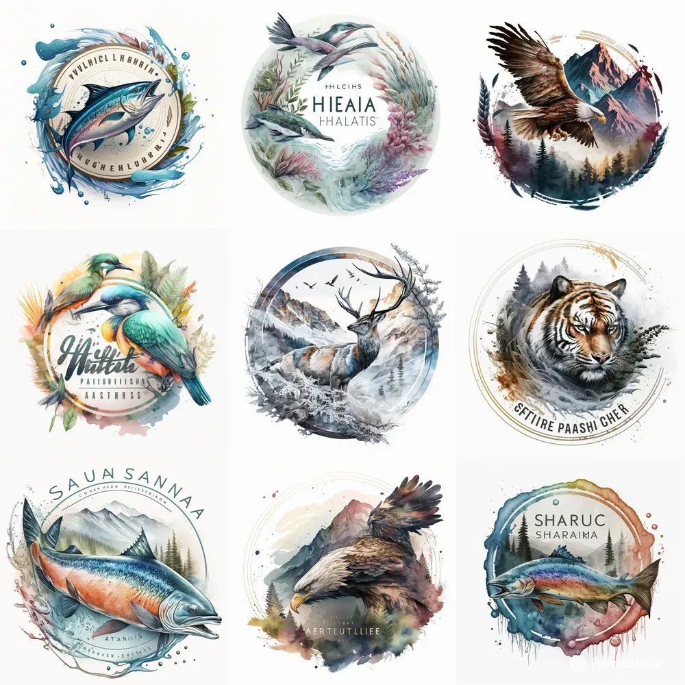 Wildlife Activities Emblem Logos Midjourney Prompt | PromptBase