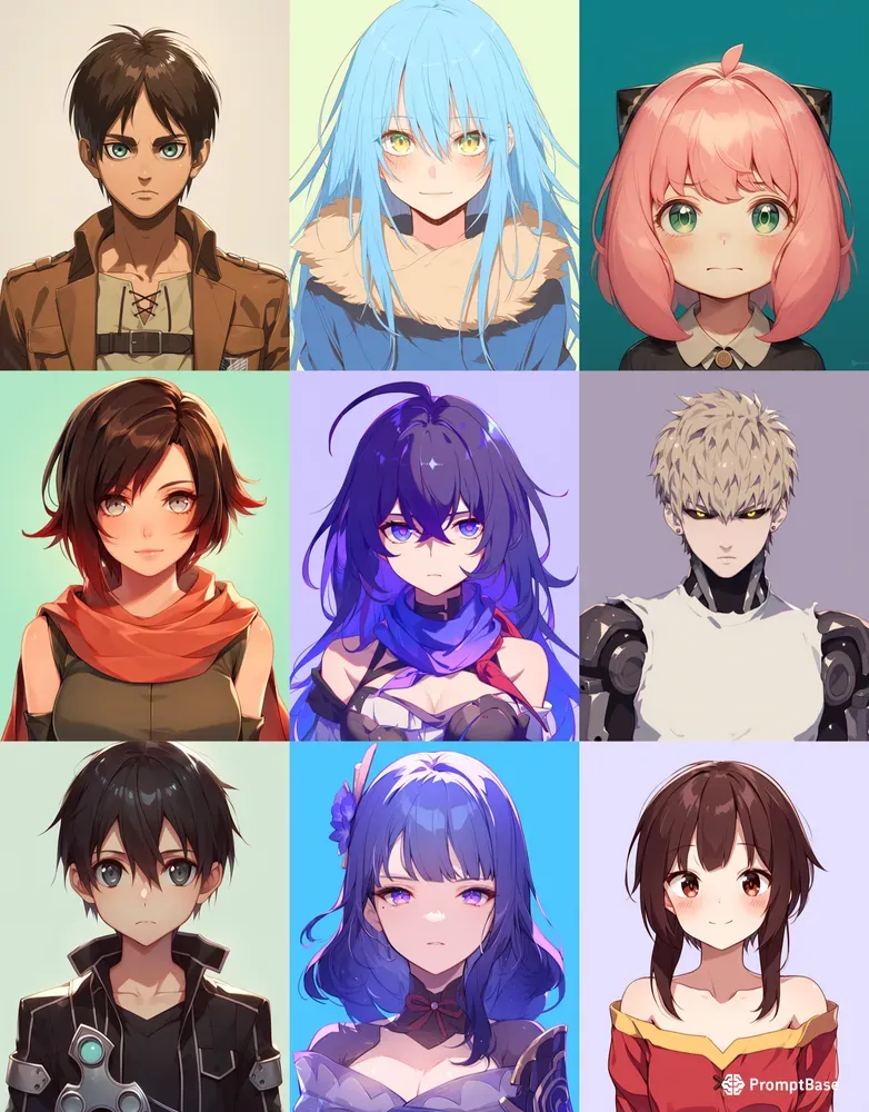 Anime Character Id Photos Midjourney Prompt | PromptBase