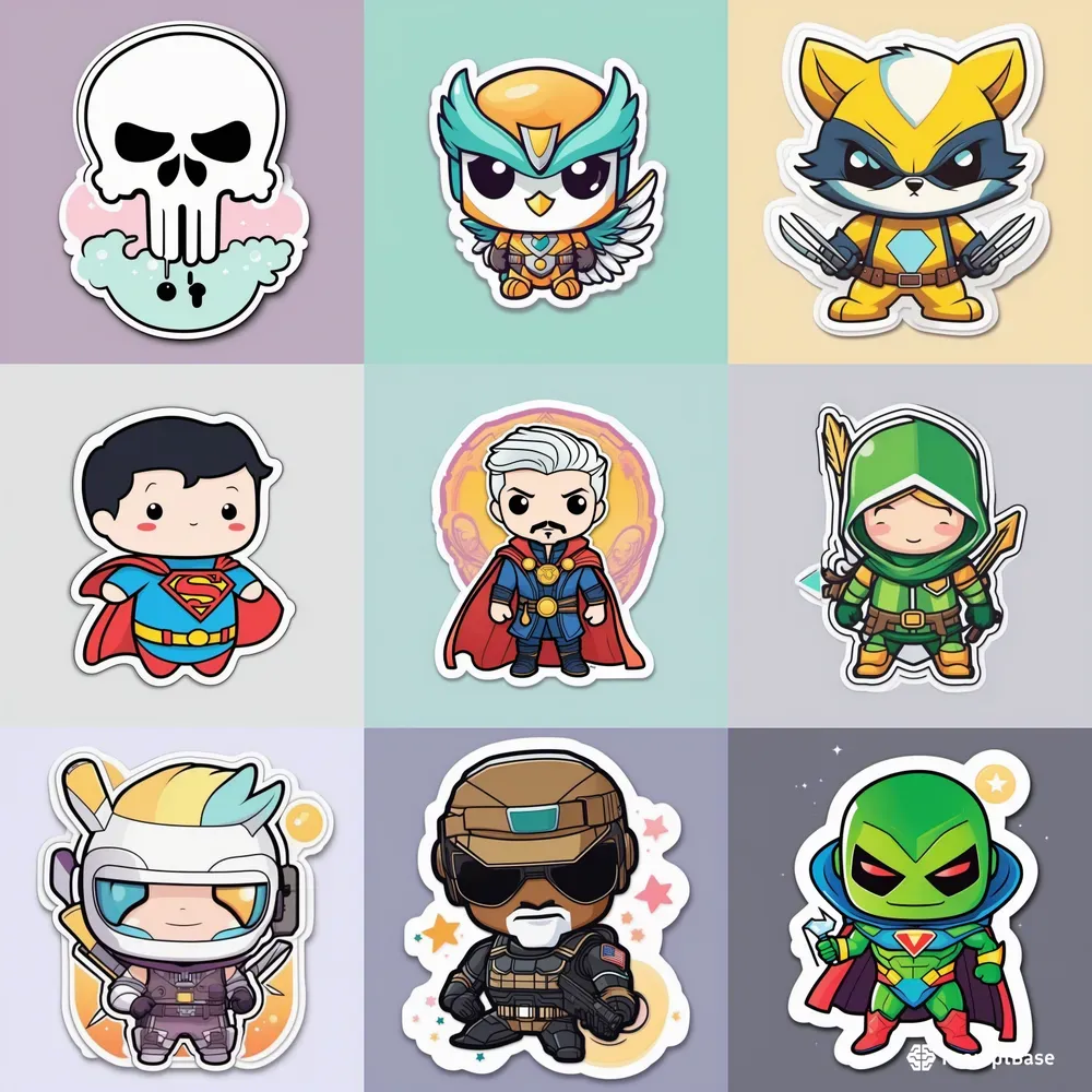 Superhero Stickers Stable Diffusion Prompt | PromptBase