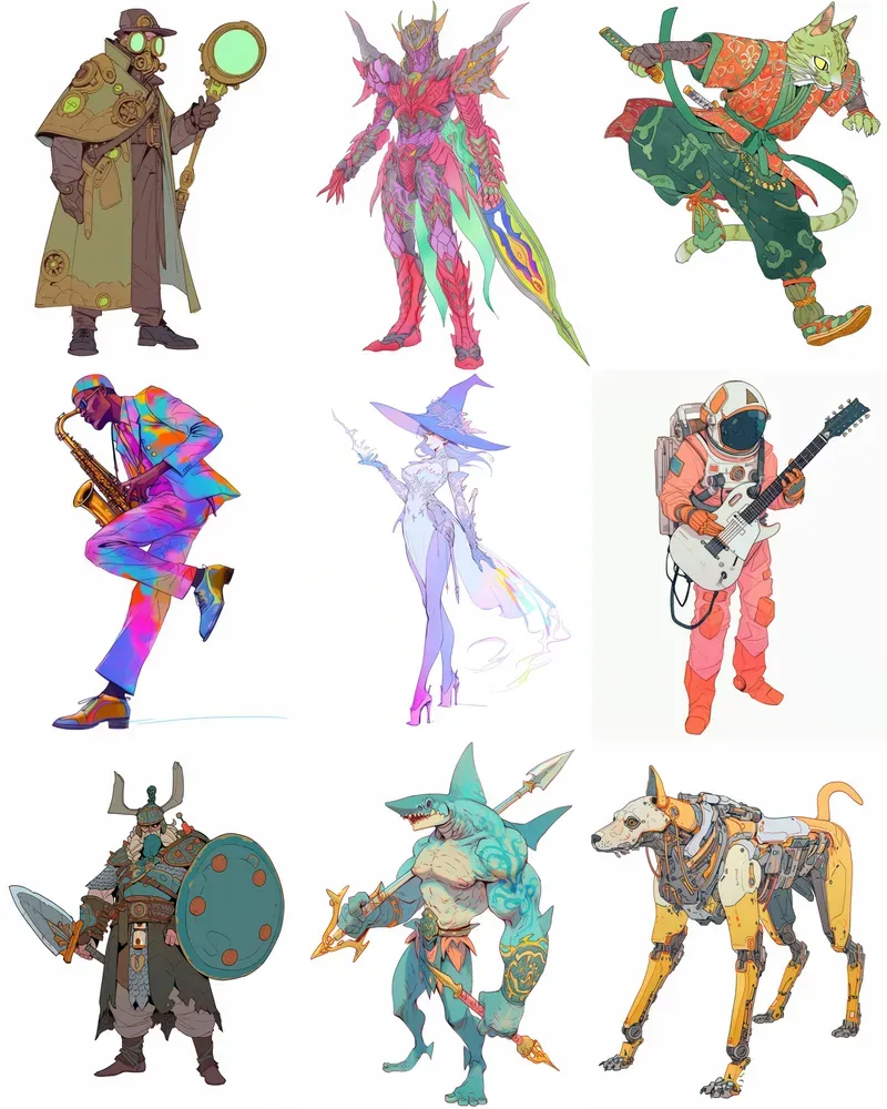 Fantasy Pen Color Drawing Art Characters Midjourney Prompt | PromptBase