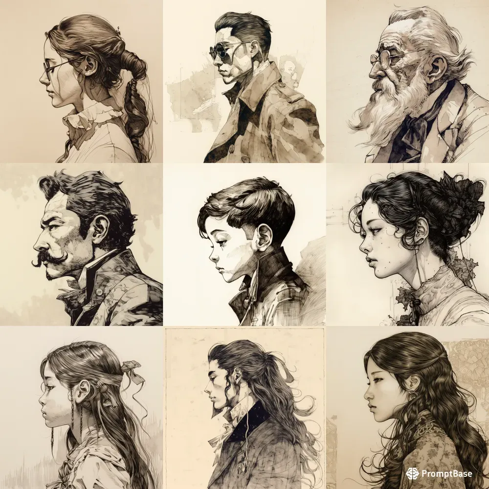 Ink Drawing NFT Portraits Midjourney Prompt | PromptBase