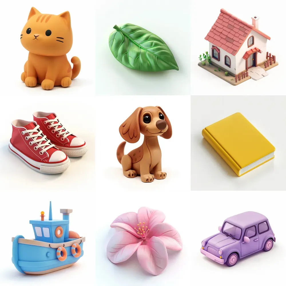 Molded Clay Icons Midjourney Prompt | PromptBase