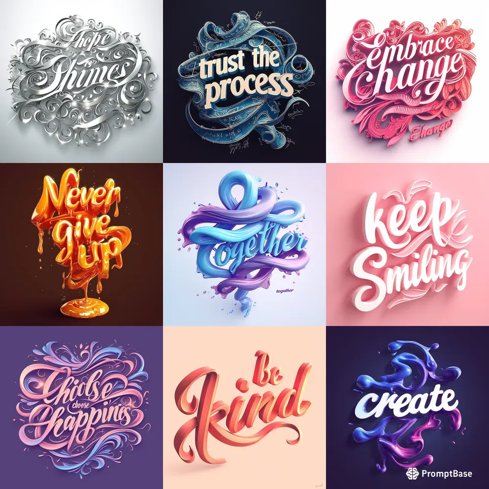 Handpainted 3D Font Designs Midjourney Prompt | PromptBase