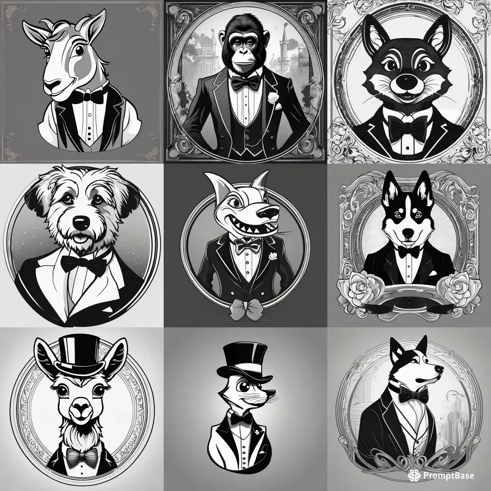 Cartoon Vintage Animals Stable Diffusion Prompt | PromptBase