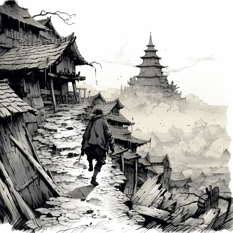 Detailed Faded Ink Drawings Midjourney Prompt | PromptBase