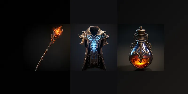 Fantasy RPG Inventory Items Midjourney Prompt | PromptBase