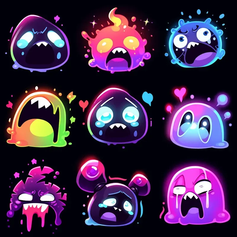 Cute Glowing Emojis Midjourney Prompt | PromptBase