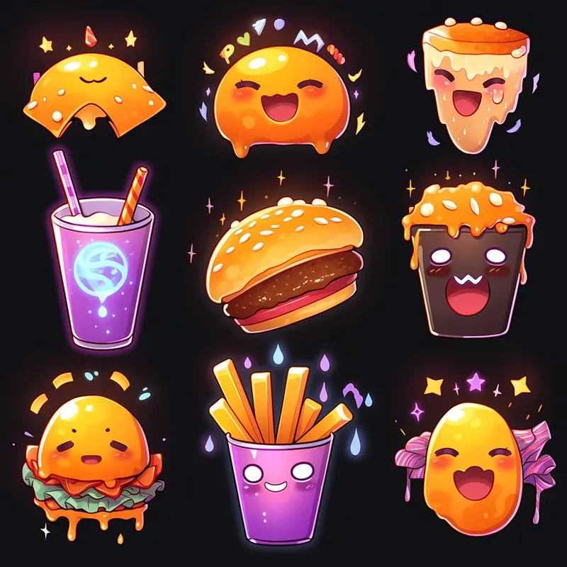 Cute Glowing Emojis Midjourney Prompt | PromptBase