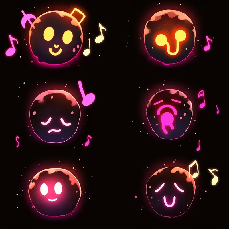 Cute Glowing Emojis Midjourney Prompt | PromptBase