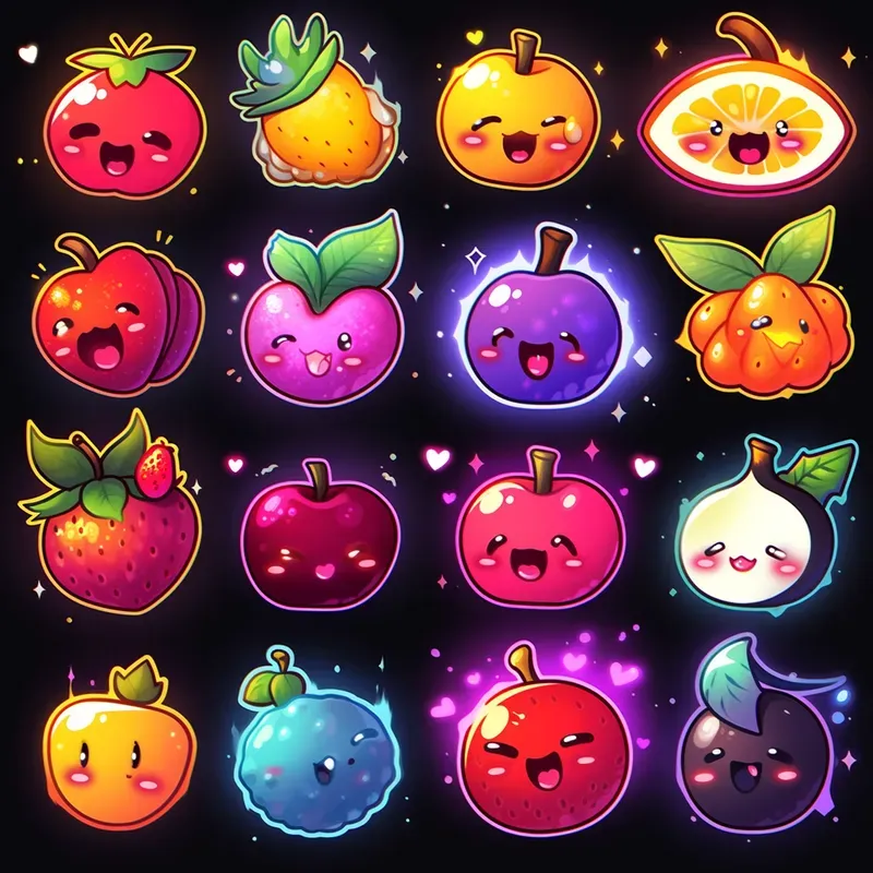 Cute Glowing Emojis Midjourney Prompt | PromptBase