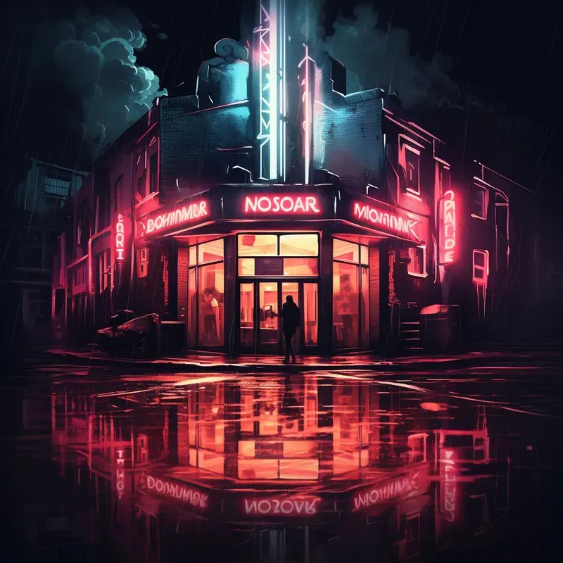 Moody Nightlife Posters Midjourney Prompt | PromptBase