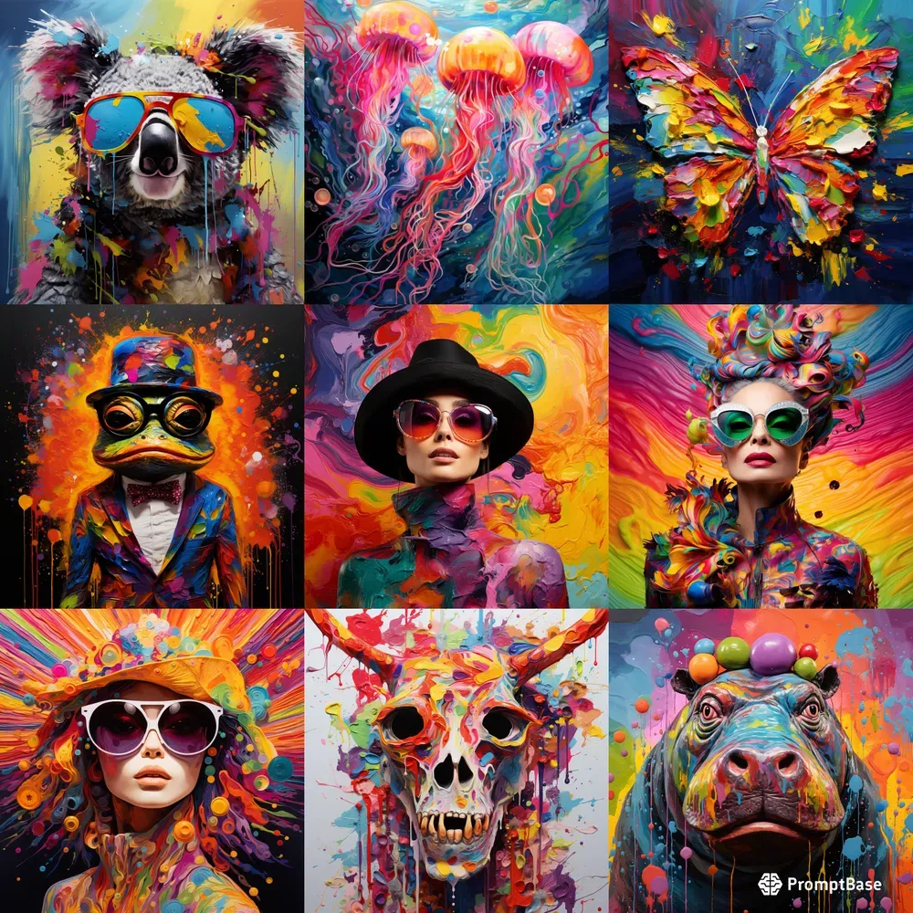 Yoko Ono Psychedelic Fusion Paintings Midjourney Prompt Promptbase