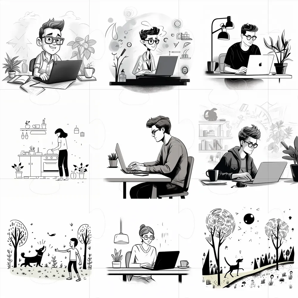 Playful And Cartoonish Line Drawings Midjourney Prompt | PromptBase