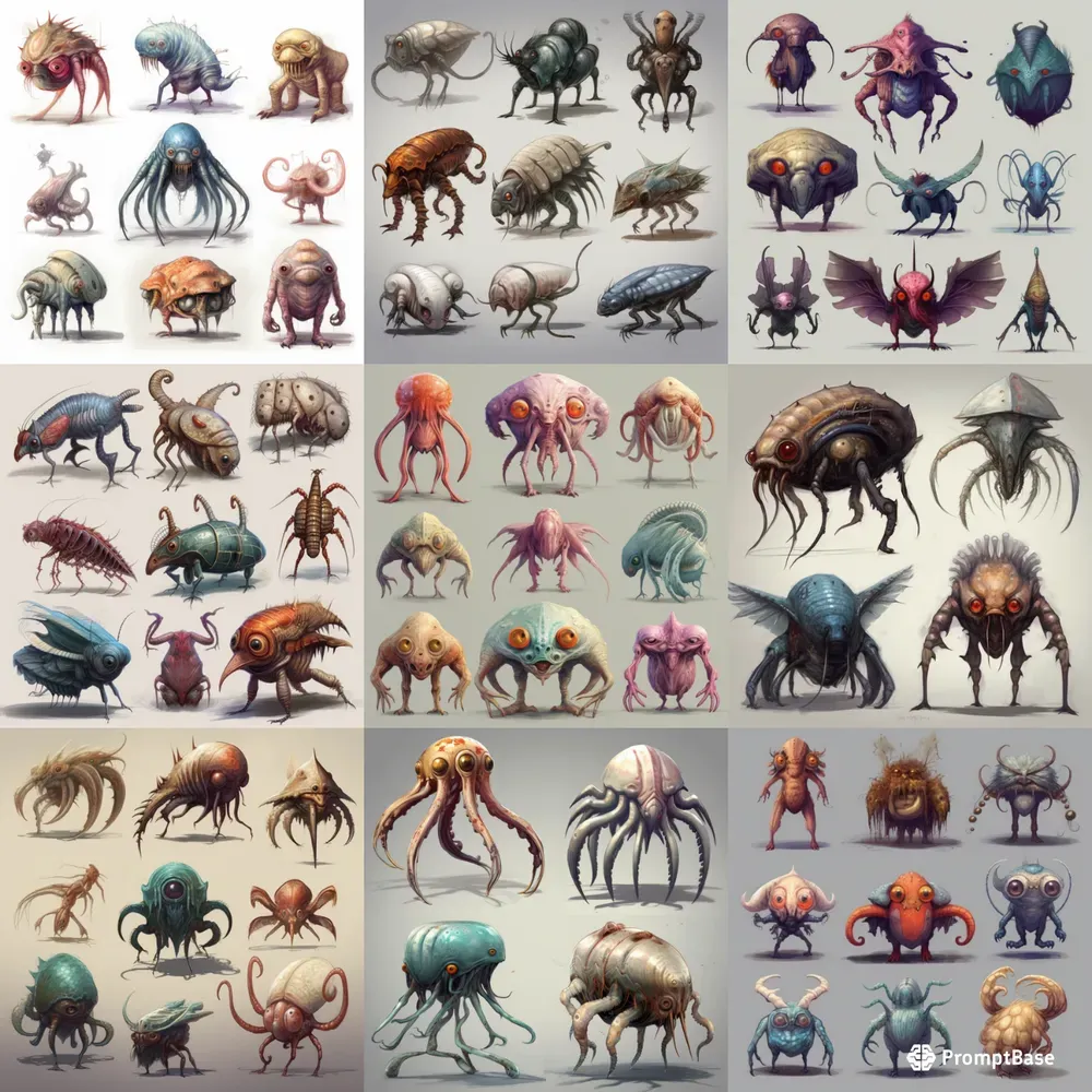 Collections Of 3D Creatures For Games Midjourney Prompt | PromptBase