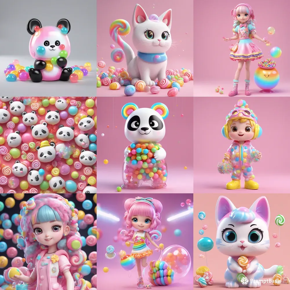 Candyland Dreams Neon Candy Girls In 3D Stable Diffusion Prompt ...