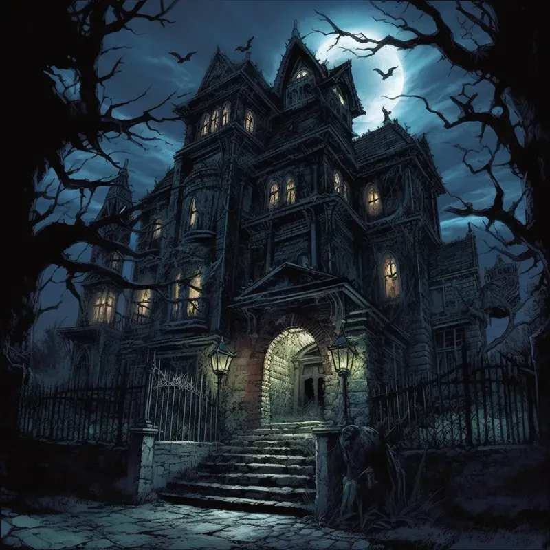Creepy Houses In Comic Style Midjourney Prompt | PromptBase