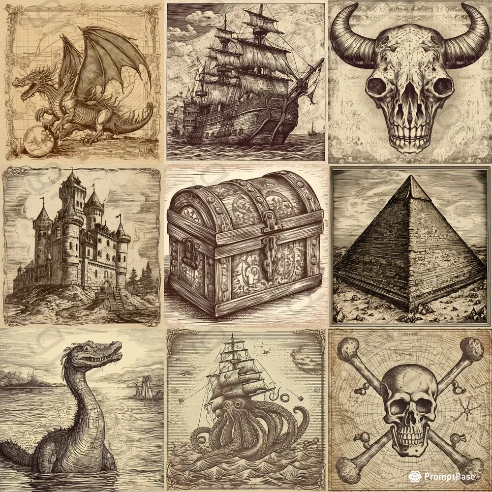 Medieval Cross-hatching Images Midjourney Prompt | PromptBase