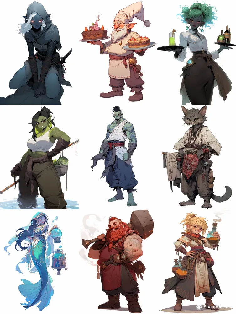 DnD Npc Character Art Illustrations Midjourney Prompt | PromptBase