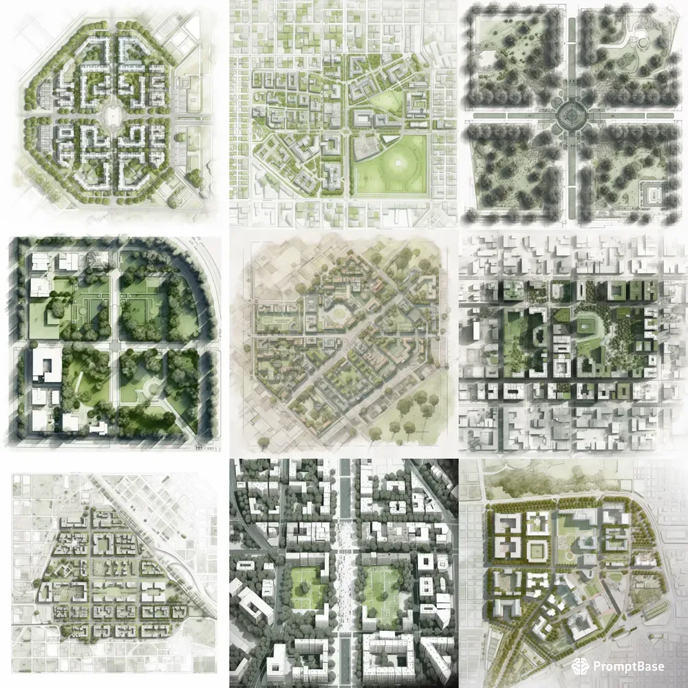 Top View Urban Plan And Masterplan Midjourney Prompt | PromptBase