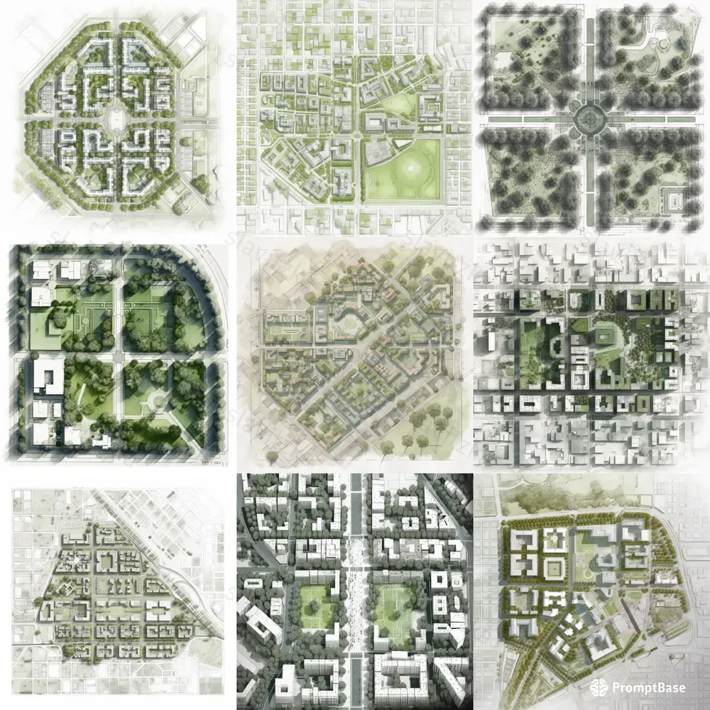 Top View Urban Plan And Masterplan Midjourney Prompt | PromptBase