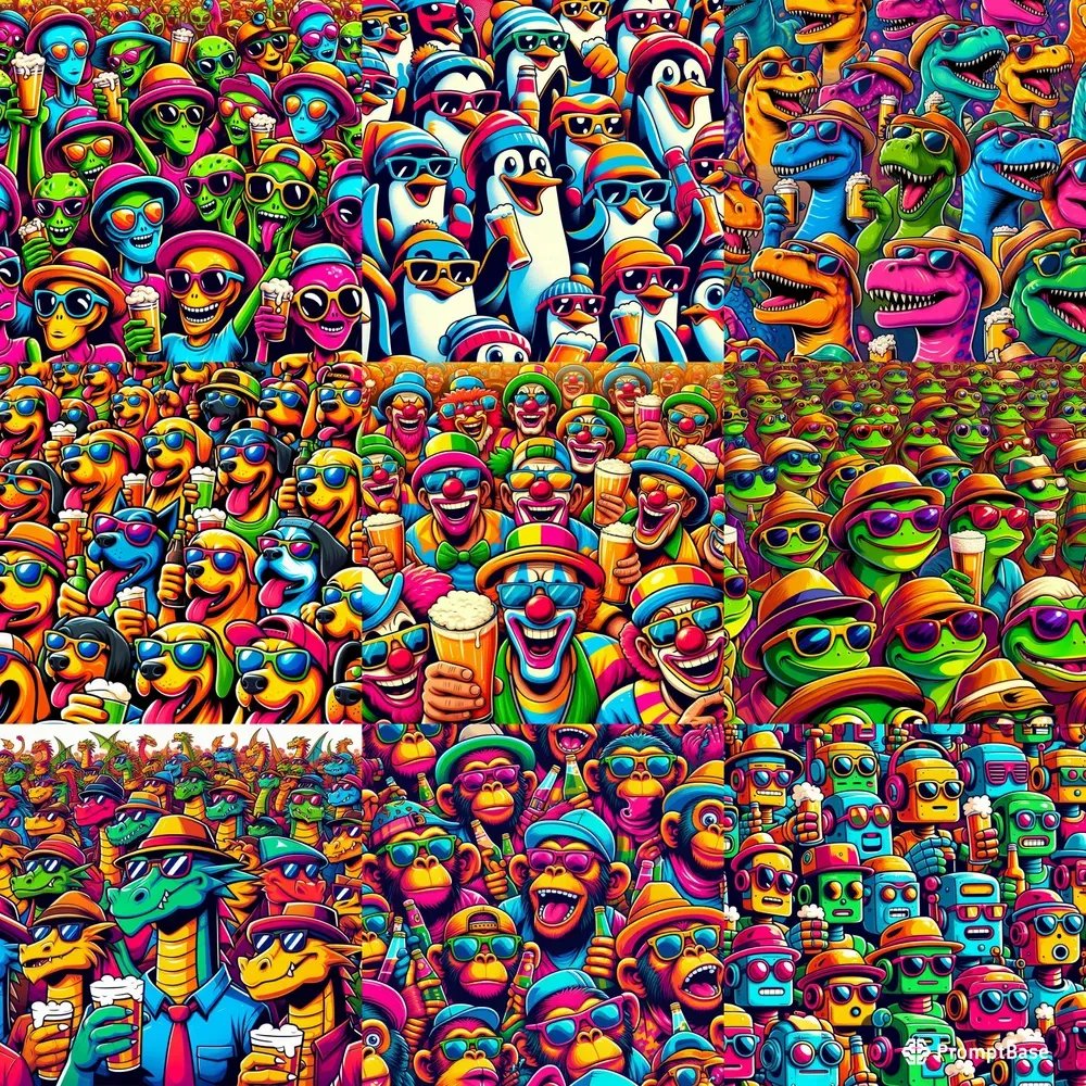 Colorful Crowds A Vibrant Cartoons DALL·E Prompt | PromptBase