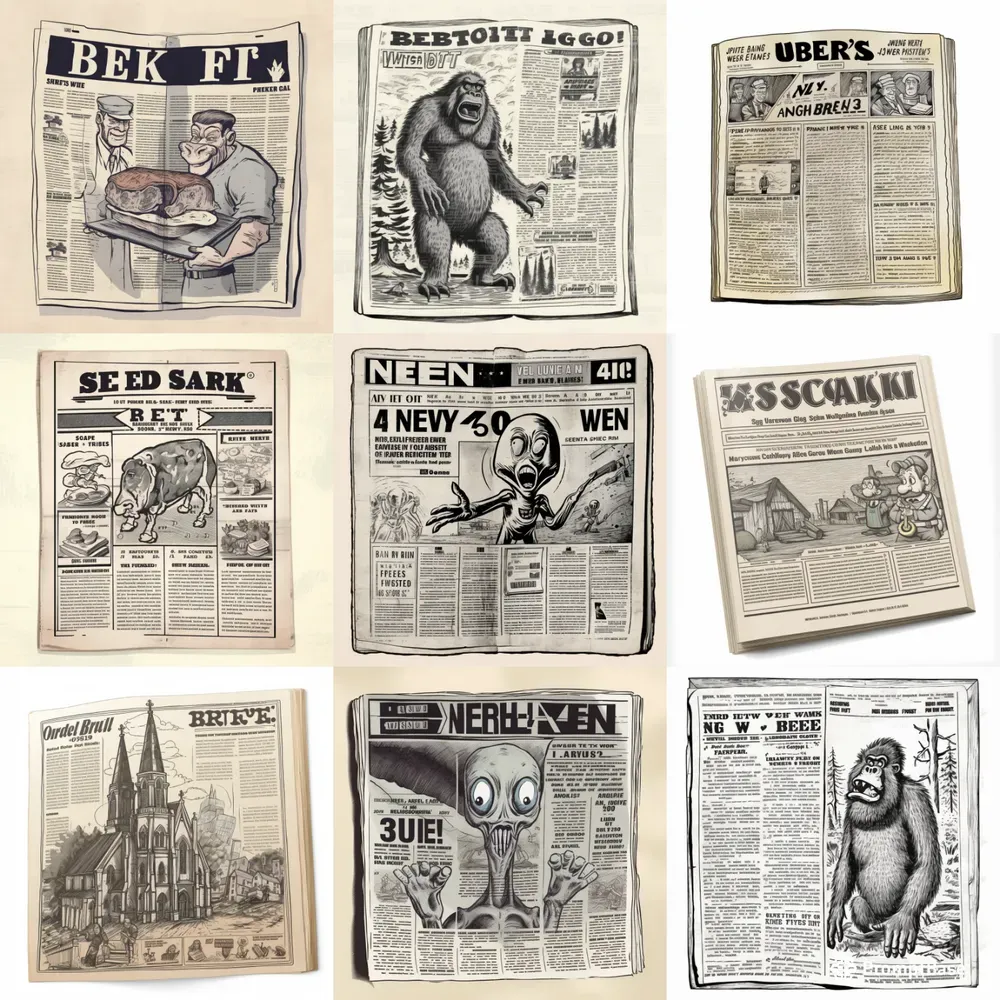 Silly Cartoon Newspaper Headline Art Midjourney Prompt | PromptBase