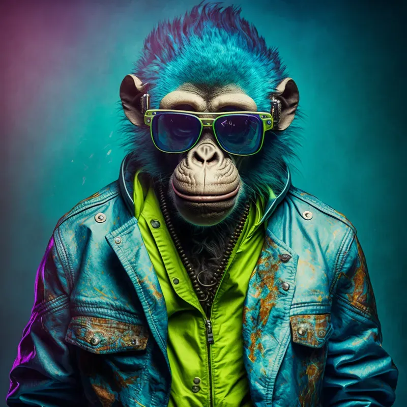Chimpanzee Techno Rave Avatars Midjourney Prompt | PromptBase
