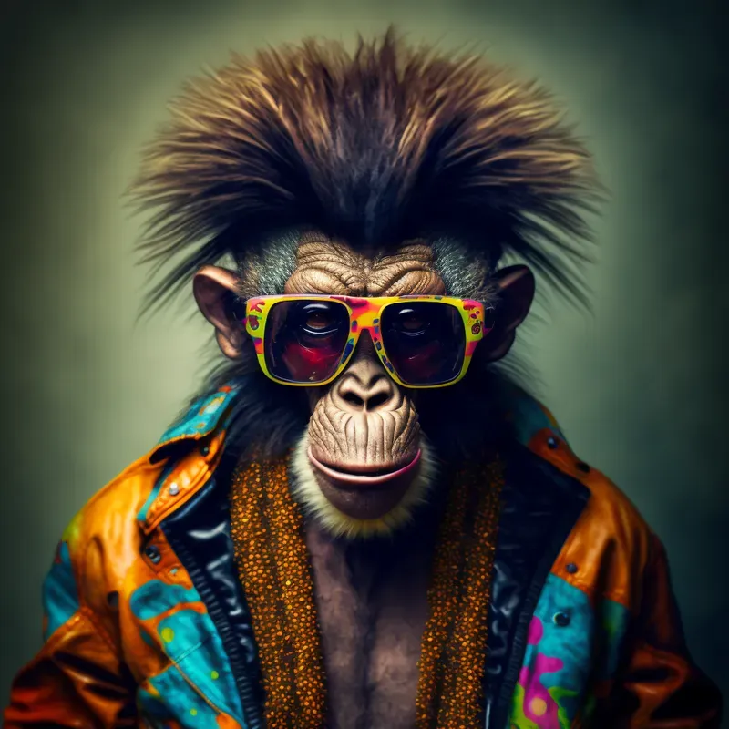Chimpanzee Techno Rave Avatars Midjourney Prompt | PromptBase