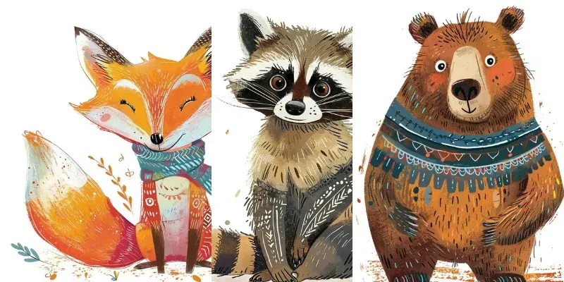 Whimsical Animal Characters For Kids Midjourney Prompt | PromptBase