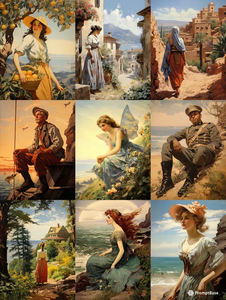 Vintage Cottagecore Poster Portraits Midjourney Prompt | PromptBase