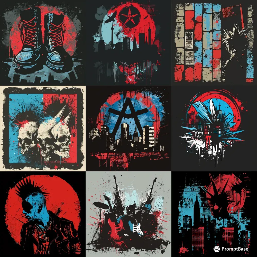 Tshirt Designs Punk Rock Rebellion Tees Midjourney Prompt | PromptBase